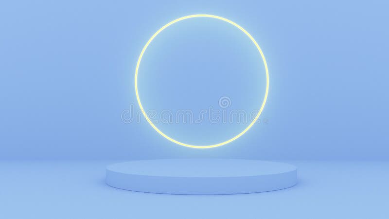 Mockup Stage Blue Stage with Flashing Blue Ring 3d Stock Illustration ...