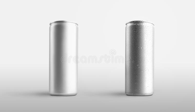 Mockup of Standing Aluminum Packaging with Drops and a Refreshing Drink ...