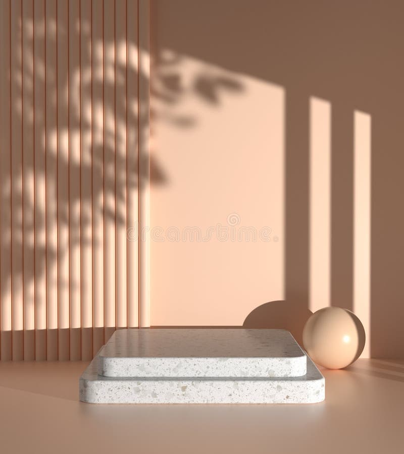 Mockup Step Display for Present Product with Sunshade Plant Shadow on ...