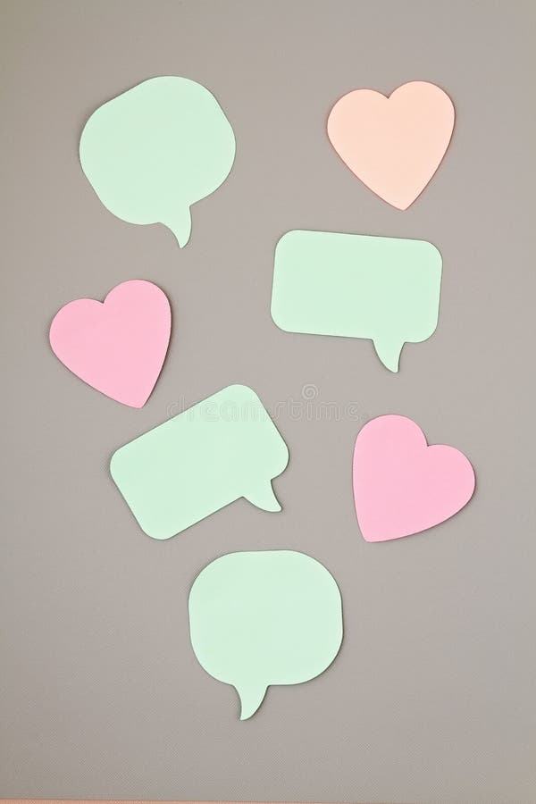 Mockup with Sticker Notes in Forms of Speech Bubbles and Hearts with ...