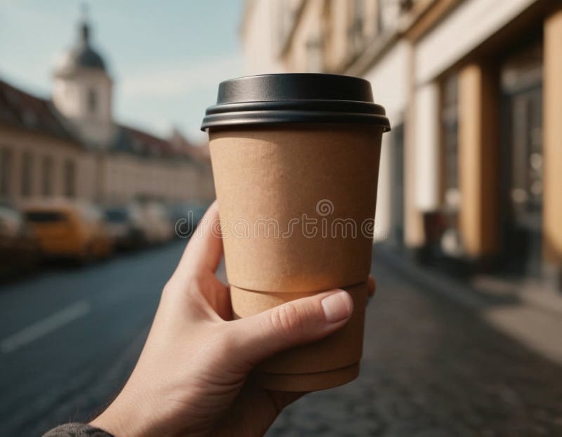 Mockup of a Takeaway Coffee Cup in Hand Stock Illustration ...