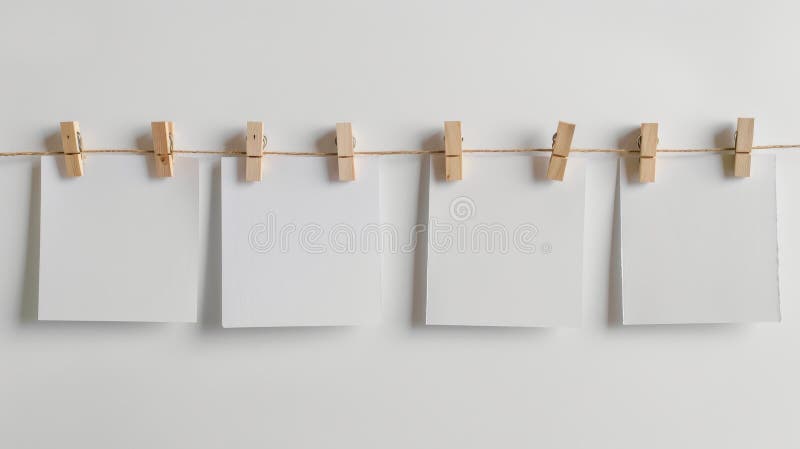 Mockup Template of Blank Paper Sheet with Wooden Pegs for Artwork ...