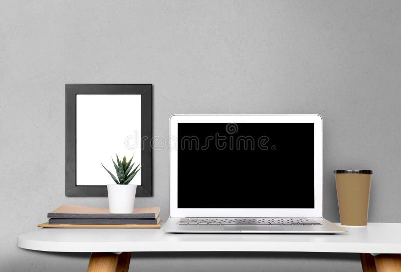 Mockup Template Laptop Computer Display Screen and Picture Frame with ...