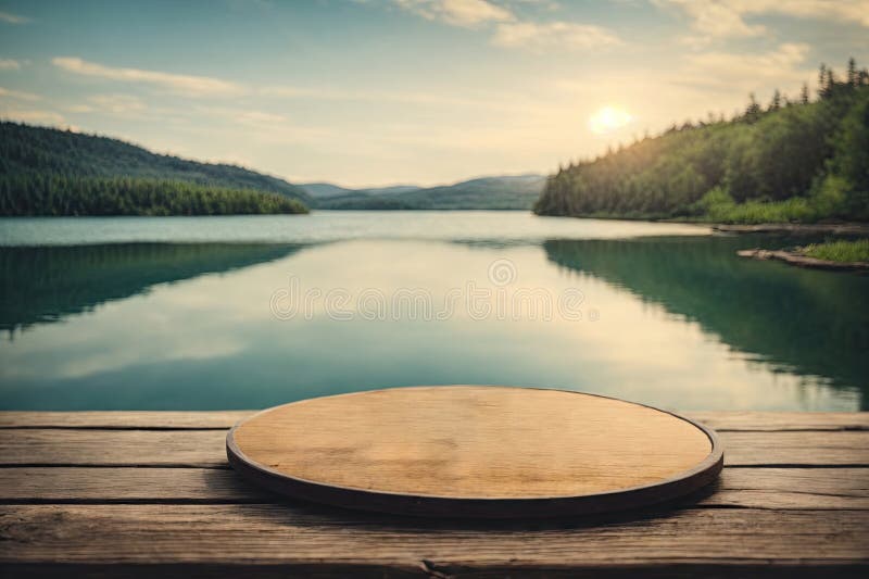 Mockup Template a Round Coaster on a Wooden Table. Ai Generative Stock ...