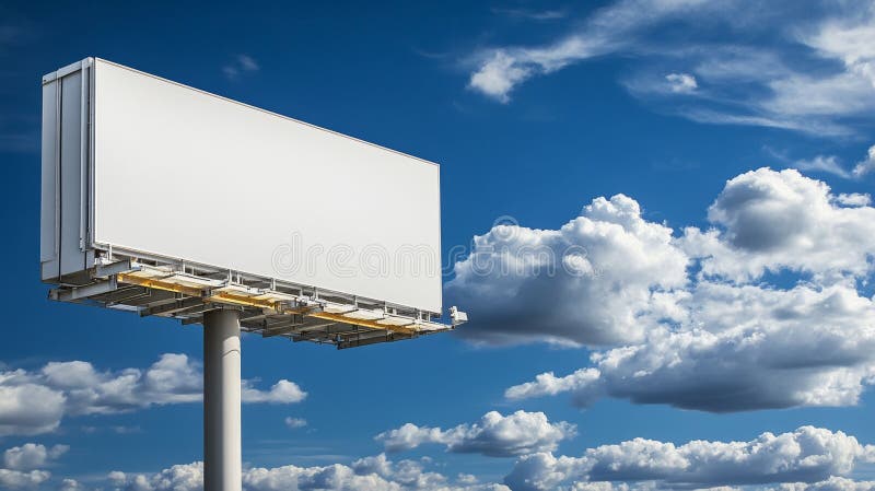 The Mockup Template Shows an Empty Billboard in Front of a Cloudy ...