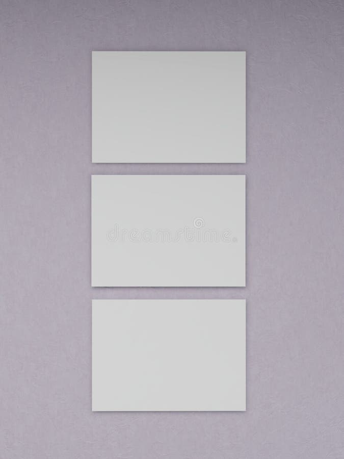 Mockup of Three Horizontal Frames on a Purple Wall Stock Illustration ...