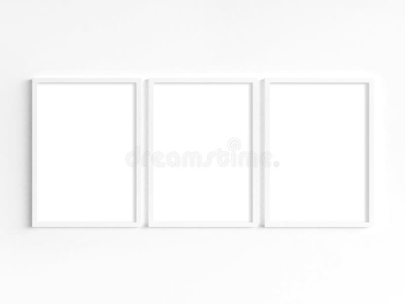 Mockup of Three A4 White Frames. 3D Illustration Stock Illustration ...