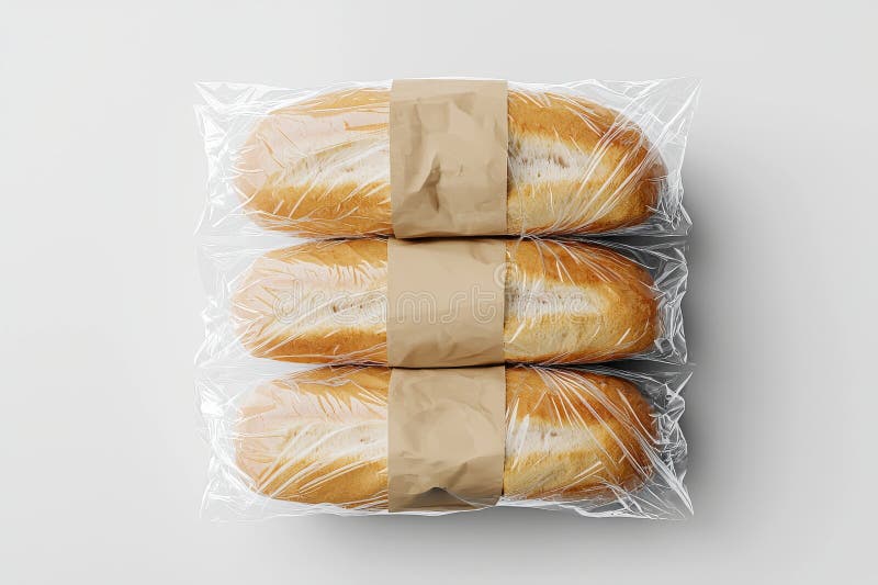 A Mockup in Transparent Cellophane and Craft Paper of a Bread Pack ...