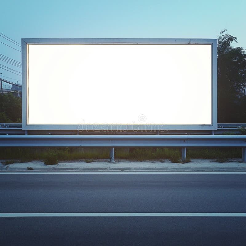Mockup of Two Blank Billboard Frames on Highway Road Background Stock ...