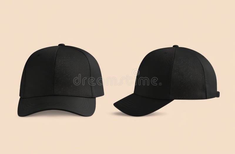 Mockup of Two Snapback Caps, One Front and One Back, on a Grey ...