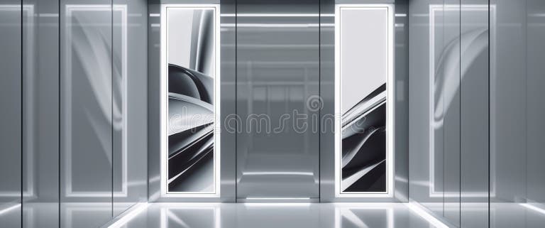 Mockup of Two Vertical Poster Frames Displayed in an Elevator Stock ...