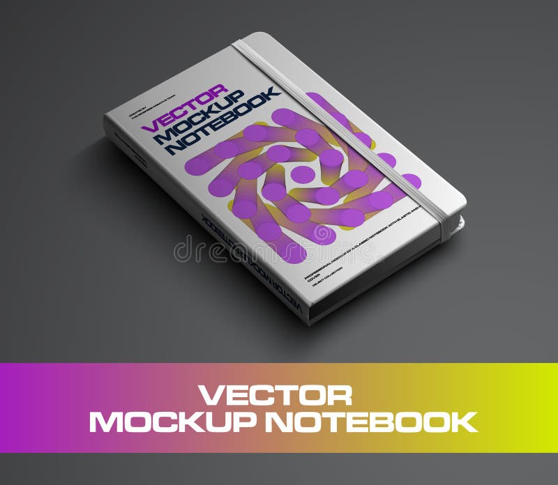 Mockup Vector Notebook with Elastic Band with Geometric Abstract Design ...