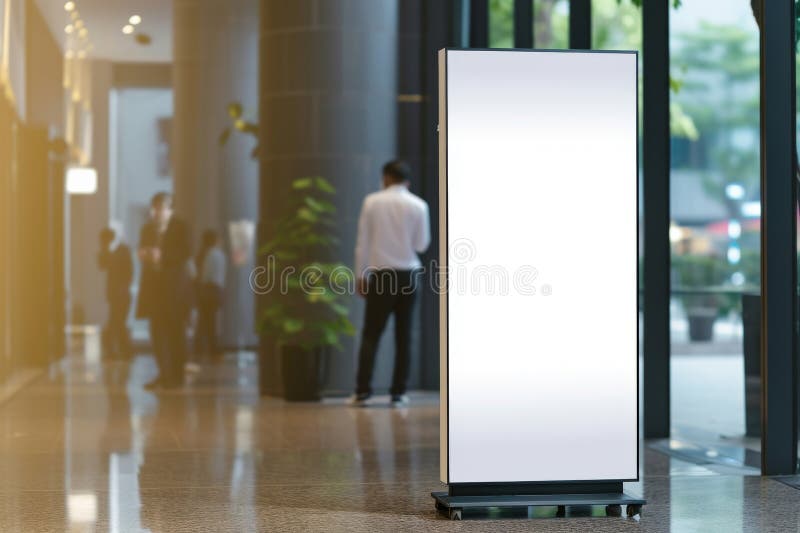 Mockup Vertical Billboard Stand, Digital Lightbox Standing in Company S ...
