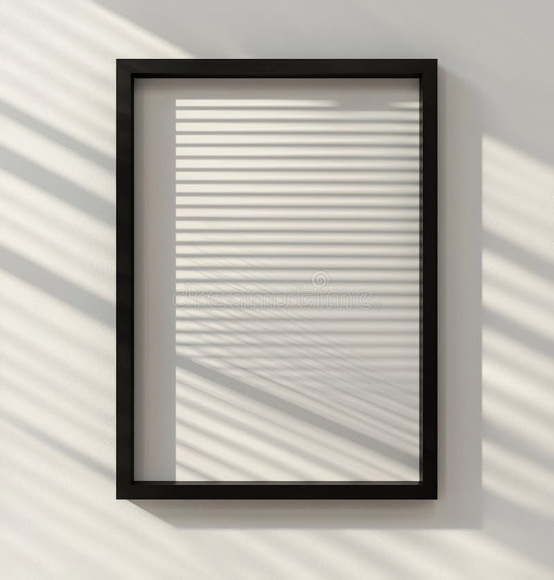Mockup of Vertical Black Frame Closeup on Wall, Rendered in 3D Stock ...