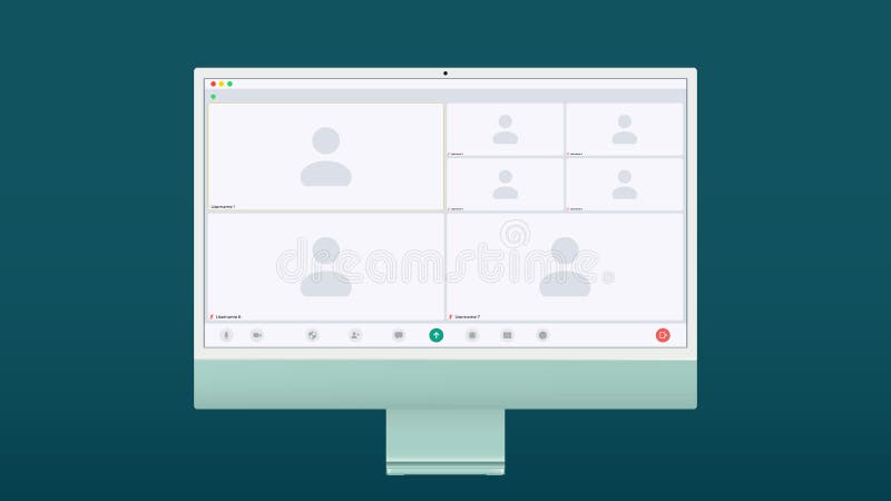 Mockup Video Conferencing and Online Meeting Workspace Vector Page ...