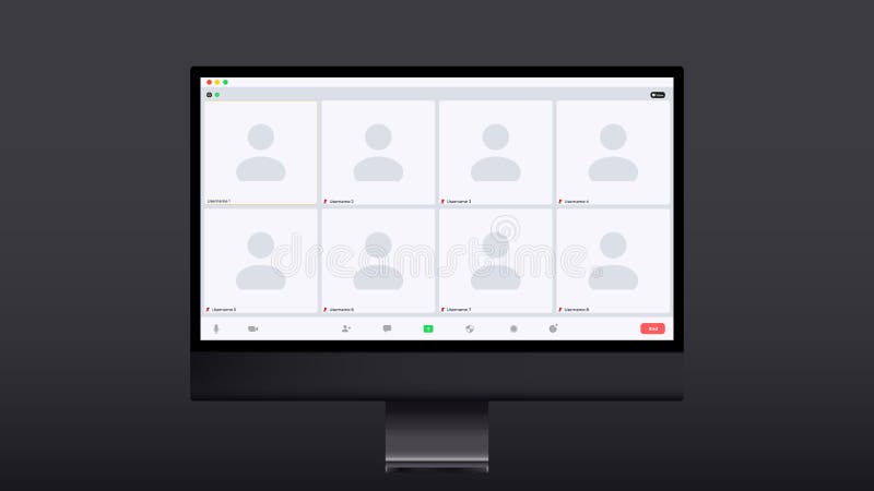 Mockup Video Conferencing and Online Meeting Workspace Vector Page ...