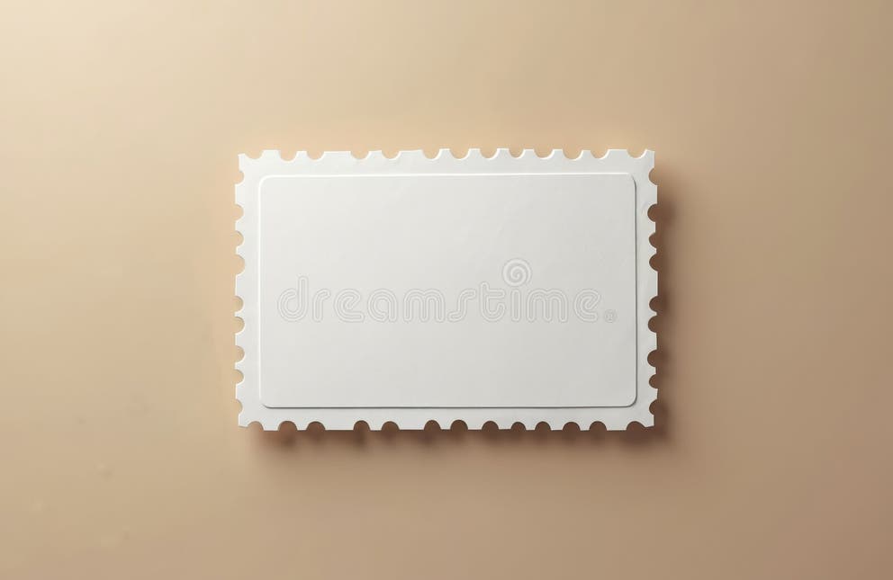 Mockup White Blank Postage Stamp. Beige Background with Frame. Square ...