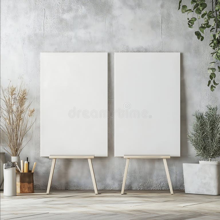 Mockup White Blank Two Canvas Frame Frame Ratio 34 Stock Illustration ...