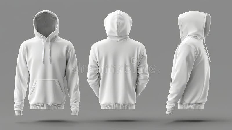 Mockup of a White Female Hoodie from the Front, the Back, and the Side ...