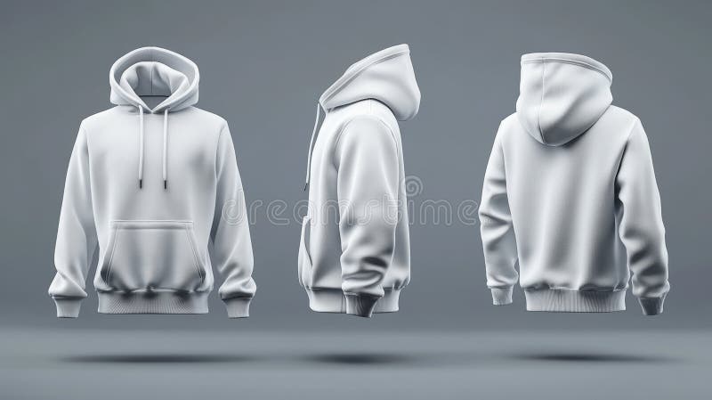 A Mockup of a White Female Hoodie, Showcasing the Front, Back, and Side ...