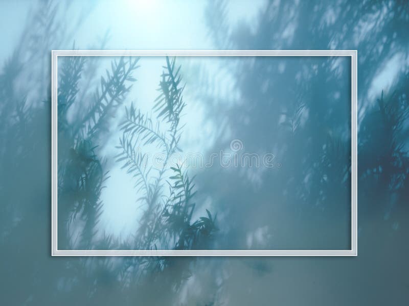 Mockup White Line Rectangle Frame on Abstract Blue Winter Season ...