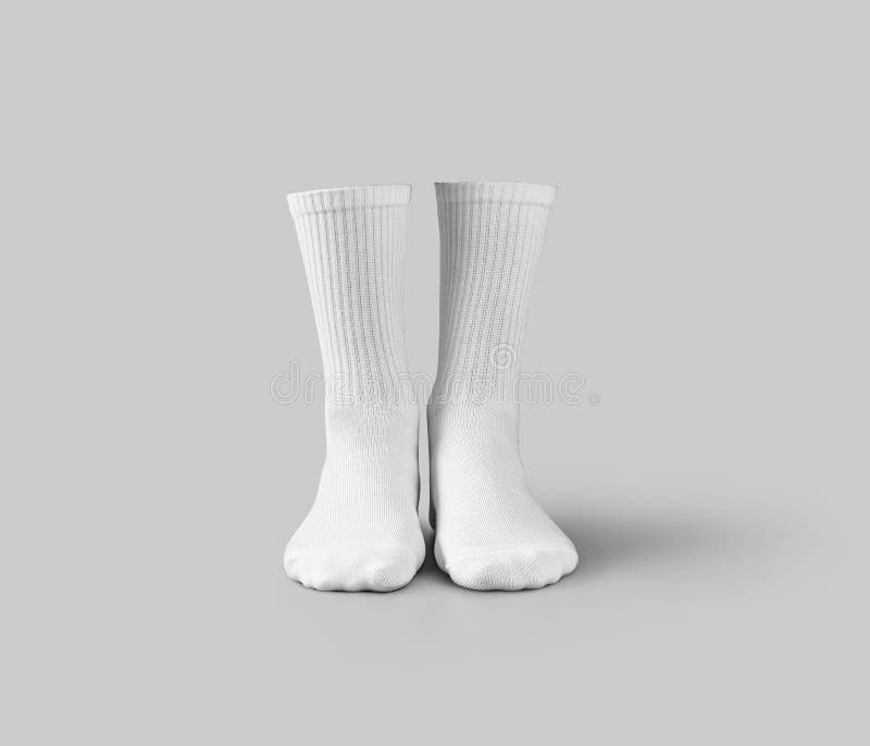 Mockup of White Long Socks 3d Rendering, Front View, Isolated on ...