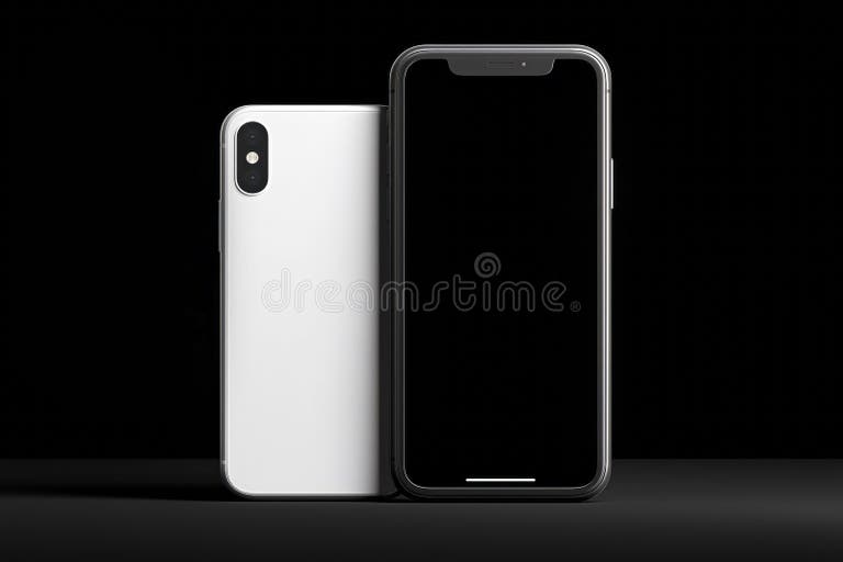 Mockup of a White Mobile Phone and a Grey Mobile Phone Front Panel on a ...