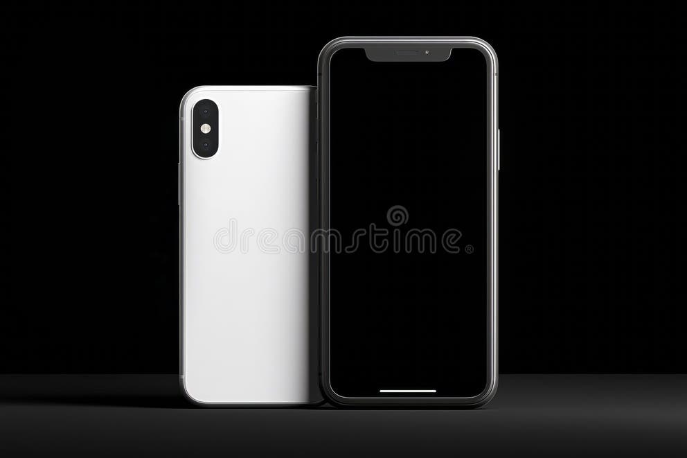 Mockup of a White Mobile Phone and a Grey Mobile Phone Front Panel on a ...