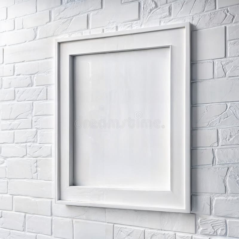 Mockup White Photo Frame for Cortina on White Brick Wall Stock ...