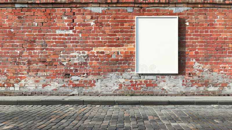 A Mockup of a White Picture Frame Hanging on a Brick Wall Next To a ...