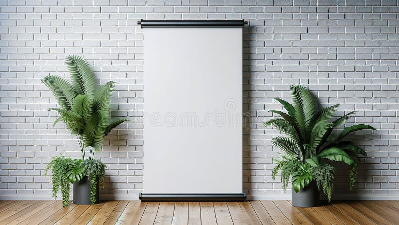 Mockup of a White Poster Near the Wall Stock Illustration ...