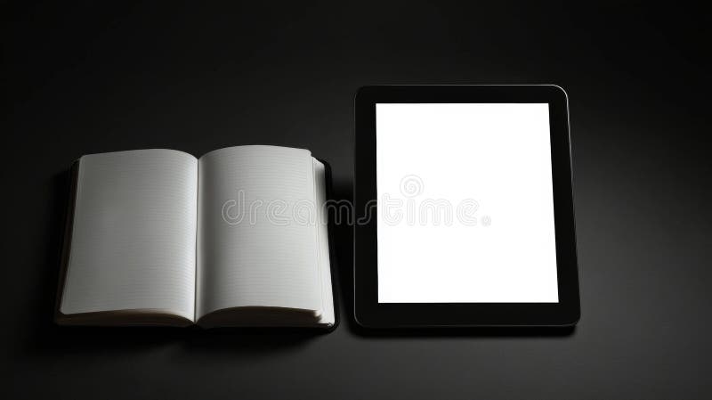 Mockup of White Tablet with Blank Screen and Notes Stock Illustration ...