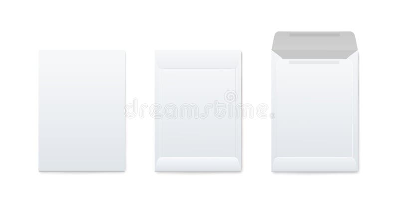 Mockups Set of Vertical Blank Open and Closed White Envelopes Realistic ...