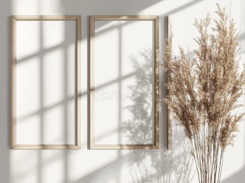 Mockups of Three Vertical Frames on the Wall, a Boho Interior, and ...