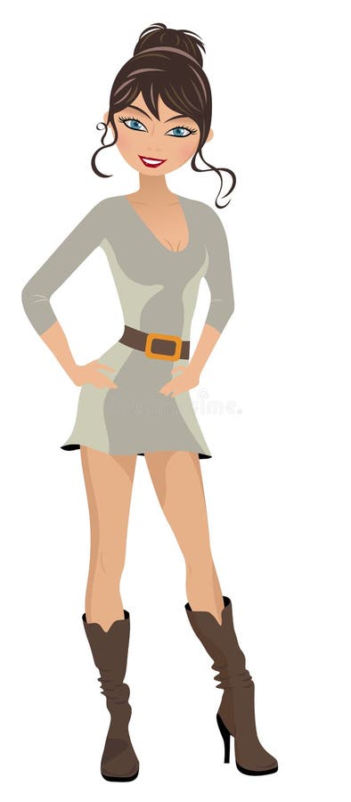 Femme Avec La Mini-jupe à Un Bureau Illustration de Vecteur ...