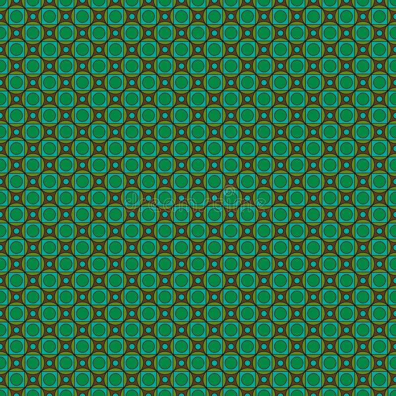 Mod Blue Green Brown Interlocking Squares and Circles Seamless Vpattern ...