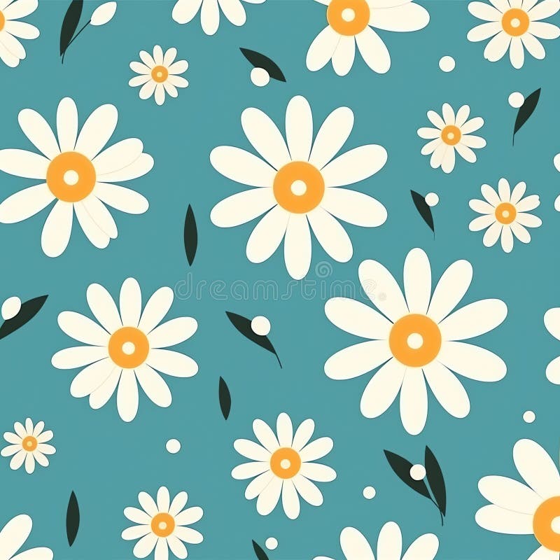 Mod Daisy Pattern Flowers Background Pattern Wallpaper Vector Old ...