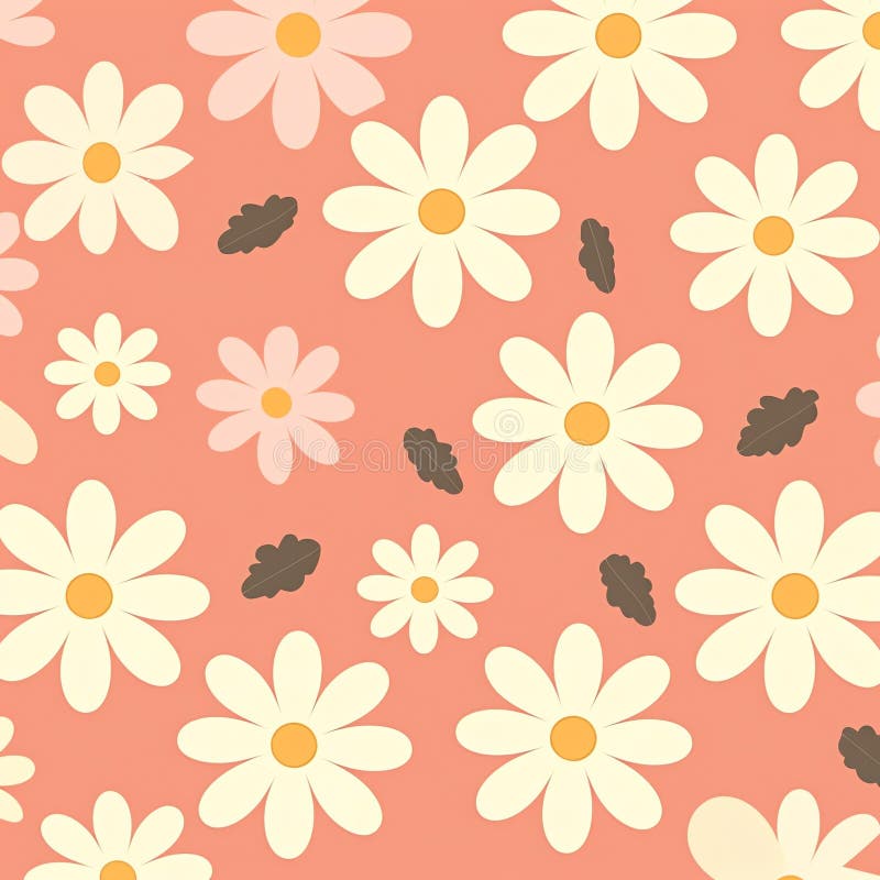 Mod Daisy Pattern Flowers Background Pattern Wallpaper Vector Old ...