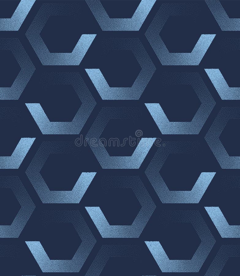 Mod Hexagons Seamless Pattern Trendy Vector Blue Conceptual Abstract ...