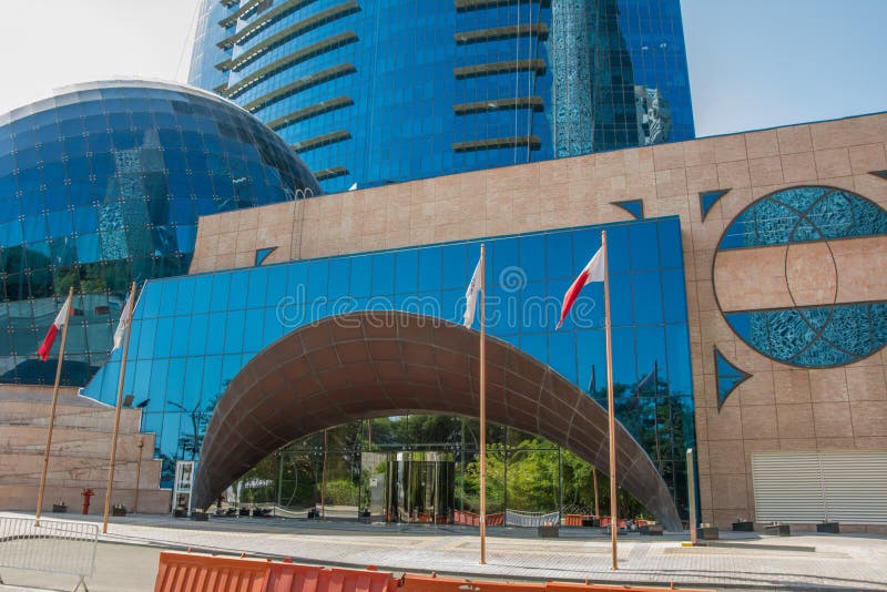 Mode Construction in Arch Shape with Glass Facade Stock Photo - Image ...