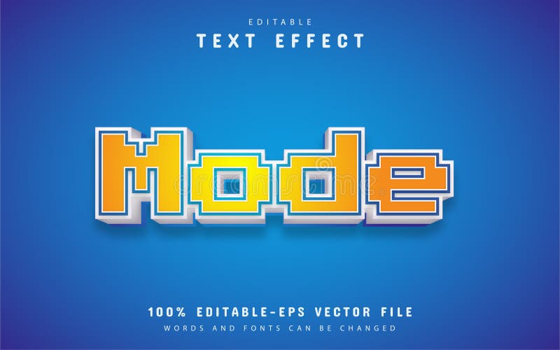Mode Text, Pixel Style Text Effect Stock Vector - Illustration of ...