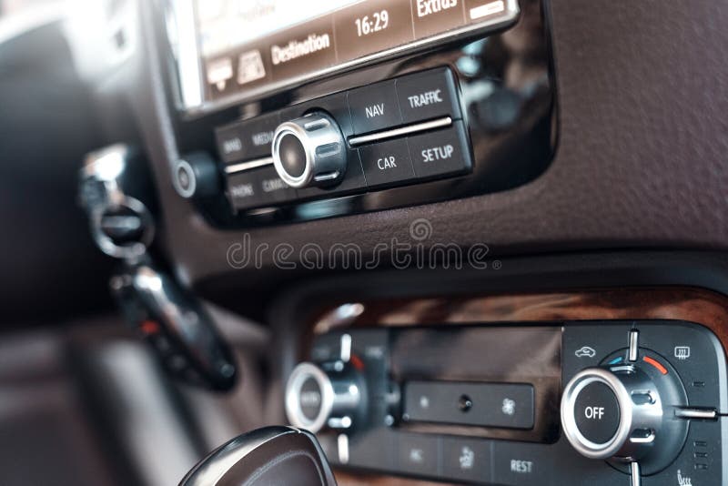 Mode of Transport. Electric Car Interior Control Panel Close-up Stock ...
