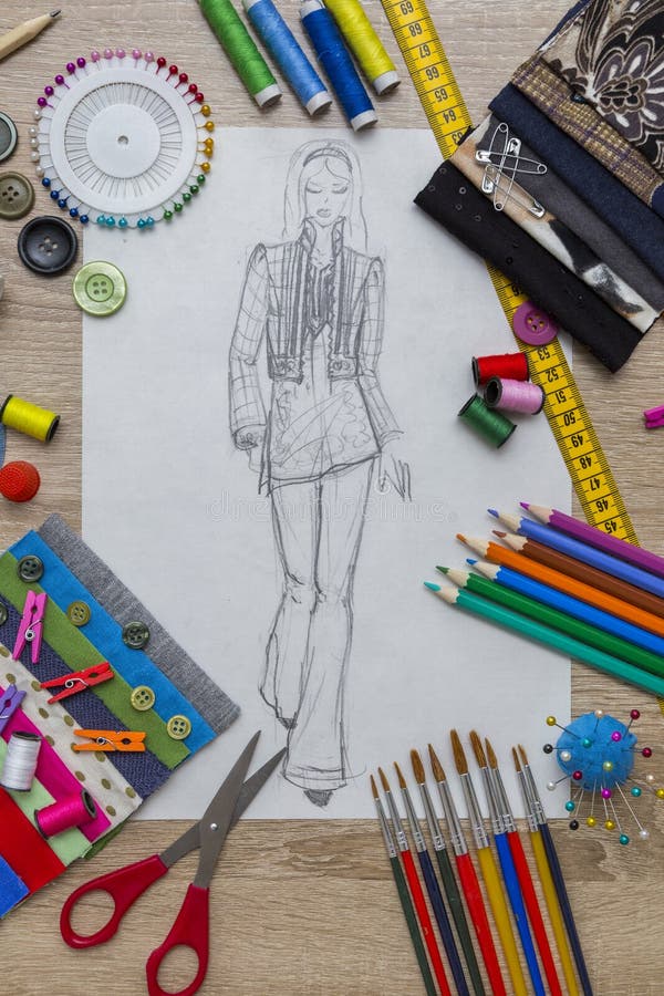 Mode-Design-Skizze stockbild. Bild von baumuster, konzept - 49448959