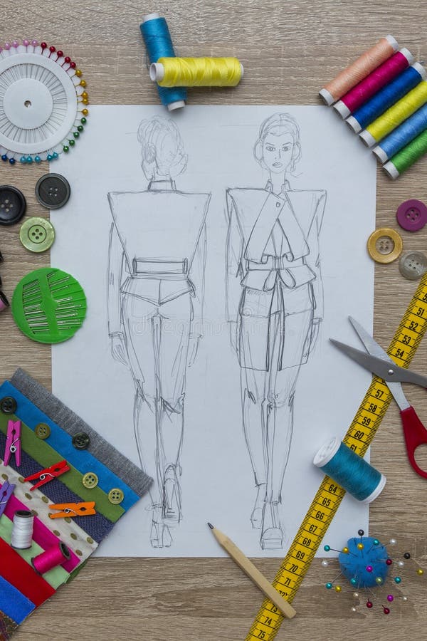 Mode-Design-Skizze stockbild. Bild von ausbildung, mode - 49448959