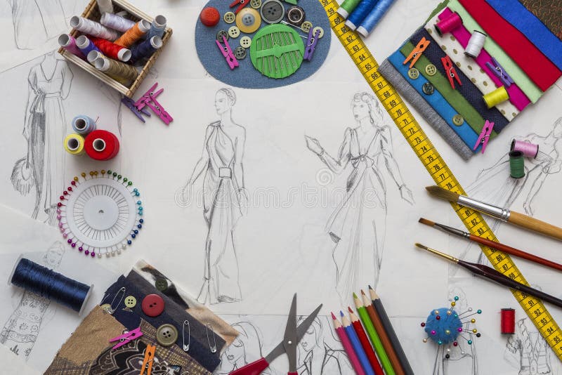 Modedesigner Desk stockbild. Bild von mode, studio, planen - 116622111