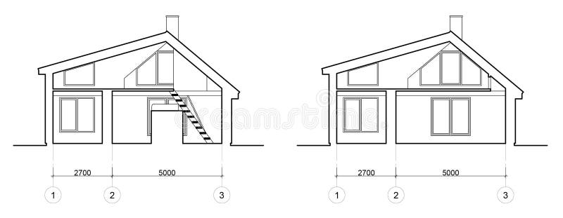 Simple Small Living House Sections Stock Vector - Illustration of ...
