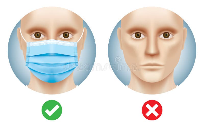 White Man with a Face Shield and Surgical Mask. Stock Vector ...