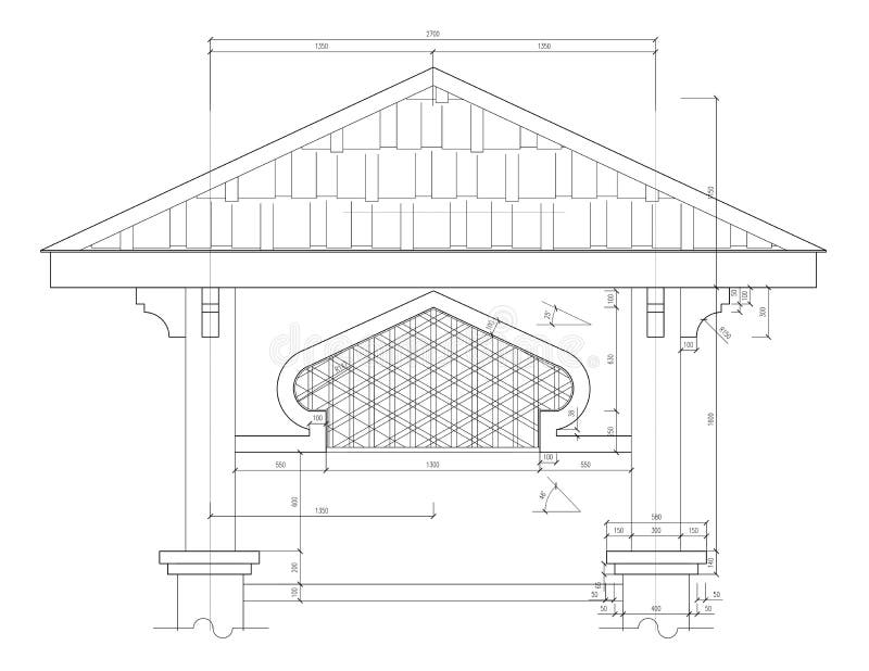 CAD Generated 2D Black and White Architectural Detail Drawing. Stock ...