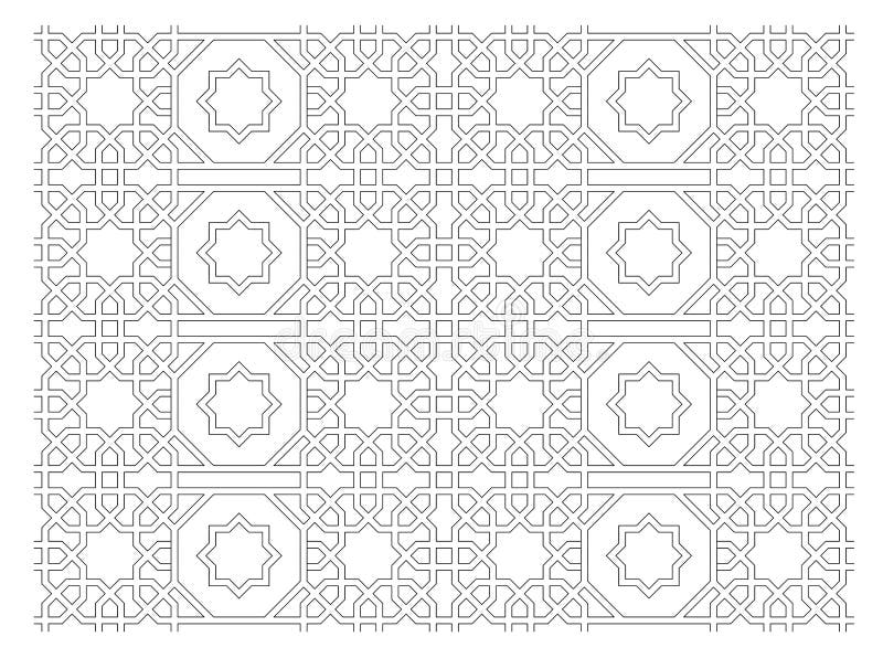 Black and White 2D CAD Drawing of Islamic Geometric Pattern. Stock ...