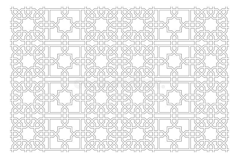 Black and White 2D CAD Drawing of Islamic Geometric Pattern. Stock ...